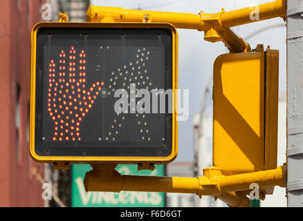 pedestrian red led dont walk hand street traffic sign New York City ...