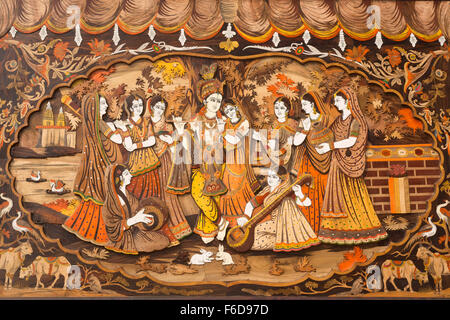 Lord Krishna and Radha with gopis Stock Photo - Alamy