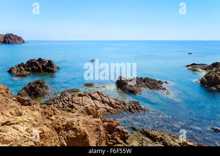Esterel mediterranean red rocks coast, beach and sea. French Riviera in ...