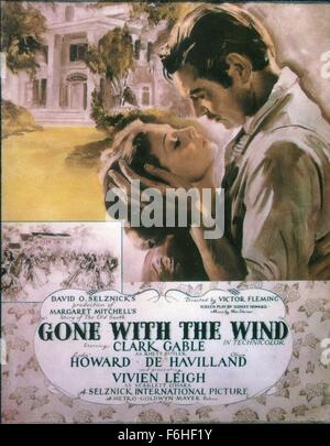 GONE WITH THE WIND poster for 1939 MGM film with Clark Gable and Vivien ...