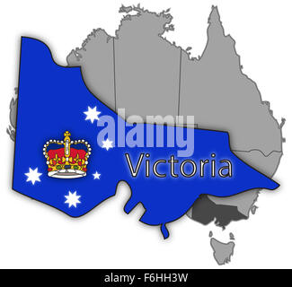 victoria flag on map of australia with administrative divisions Stock ...