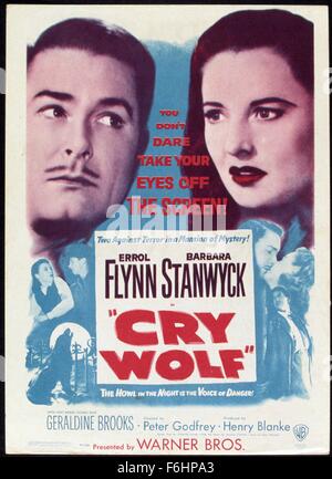 CRY WOLF Poster for 1947 Warner Bros film with Errol Flynn and Stock Photo: 36944840 - Alamy
