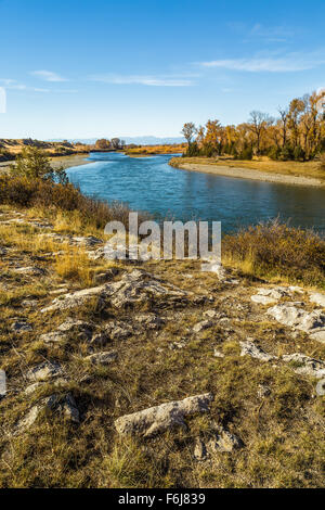 The Missouri River flowing through the Missouri Headwaters State Park ...