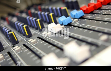 Mixer Sliders at radio or tv station, Production or Recording mixer ...