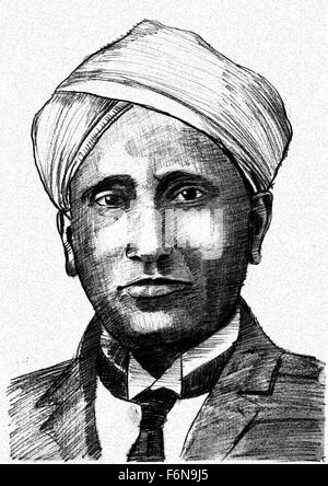 Sir chandrasekhara venkata raman sketch, india, asia Stock Photo - Alamy