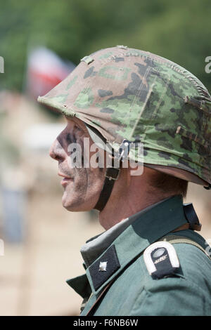 World war two Re-enactment. Outdoor side profile portrait of German ...