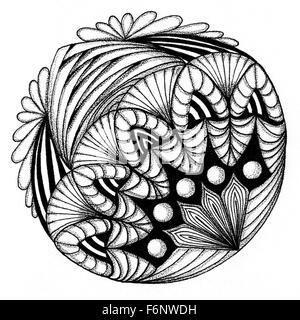 Zendala - mandala of zentangle Stock Photo - Alamy