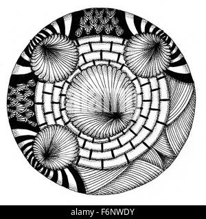 Zendala - mandala of zentangle Stock Photo - Alamy