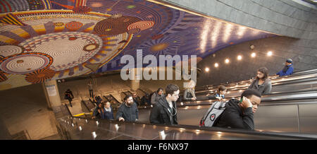 Entrance to the new No. 7 subway extension station at Hudson Yards at ...