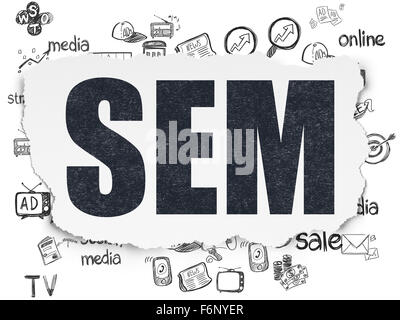 Marketing concept: SEM on Torn Paper background Stock Photo - Alamy