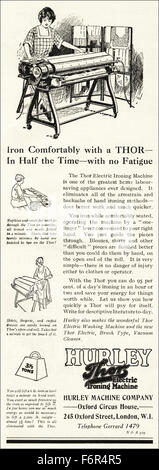 Advert advertising Hurley Thor Electric Vacuum Cleaner. Original 1920s ...