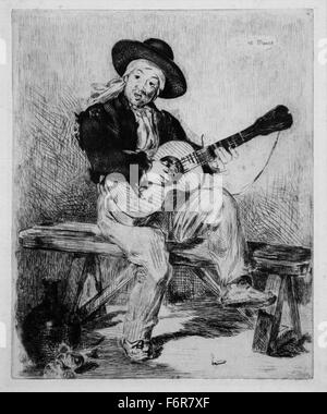 'The Guitar Player' is a painting by Édouard Manet, showcasing a seated ...