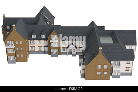 Two storey cottage, top view Stock Photo - Alamy