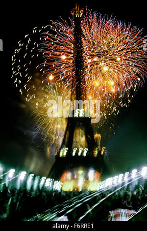 Vertical image of a fireworks show with pyrotechnics launched at ...