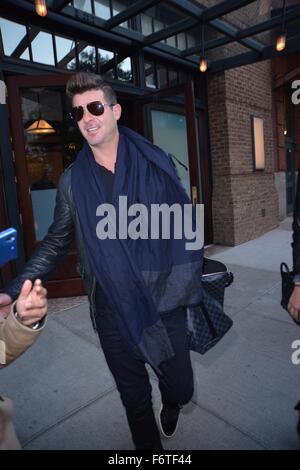Robin Thicke leaving his hotel Featuring: Robin Thicke, April Love ...