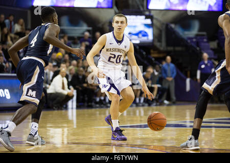 November 19, 2015: Washington's Dan Kingma (20) and Mount St. Mary's ...