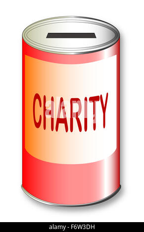 A red charity tin over a white background Stock Photo - Alamy