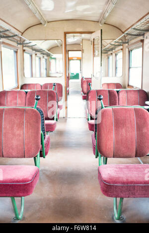 Inside a carriage of an old fashioned train Stock Photo - Alamy