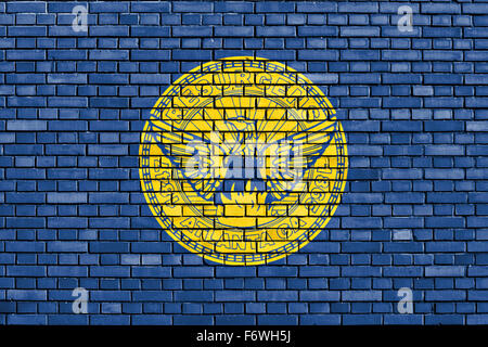 Flag of the city of Atlanta painted on a cinder block wall Stock Photo ...