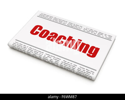 Learning concept: newspaper headline Coaching Stock Photo - Alamy