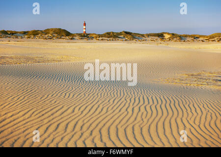 Kniepsand beach, dunes, lighthouse, Amrum Island, North Friesland ...