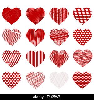 Set of red hearts. Drawn shape for design. Vector illustration Stock ...