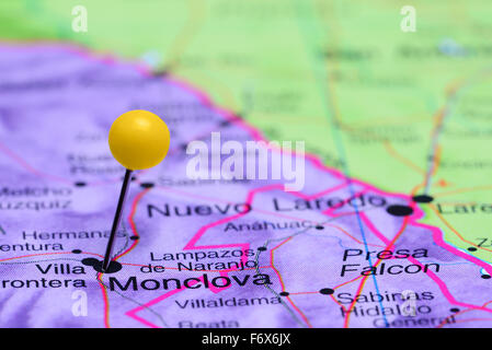 Monclova pinned on a map of Mexico Stock Photo - Alamy