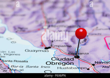 Ciudad Obregón, Mexico pin on map Stock Photo - Alamy
