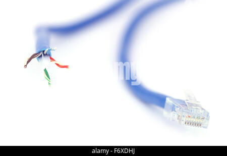 Ethernet rj45 cable isolated over white studio background Stock Photo ...