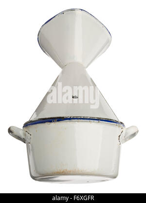 Old white enameled metal inhaler for inhaling steam infused with ...