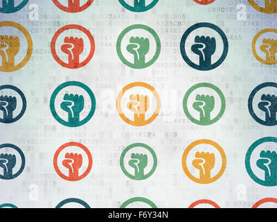 Politics concept: Uprising icons on wall background Stock Photo - Alamy