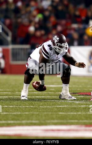 NOV 21, 2015: Mississippi State receiver Fred Ross #8 makes a jumping ...