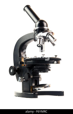 old microscope isolated on white background Stock Photo - Alamy