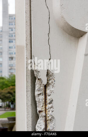 Corroding concrete on the Faraday Building, on the former UMIST campus ...
