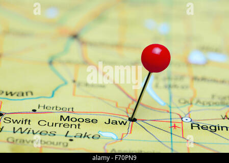 Moose Jaw, Canada pin on map Stock Photo - Alamy