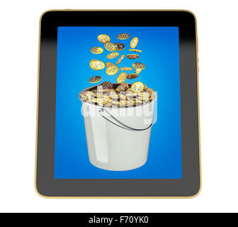 Tablet - Bitcoins in a Bucket Stock Photo - Alamy
