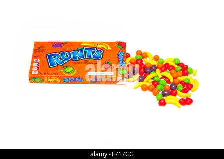 A box of Runts (or Fruit Runts) candy. These hard candies are sold by ...