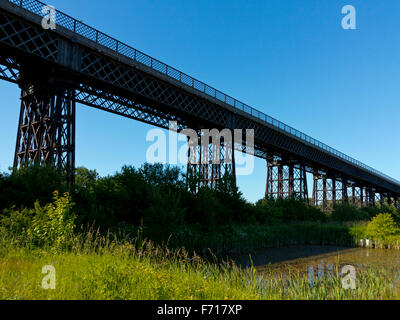 Bennerley viaduct, a wrought iron Victorian era railway bridge spanning ...