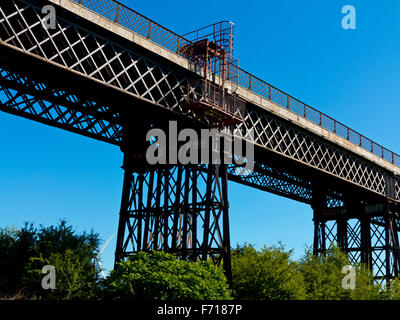 Bennerley viaduct, a wrought iron Victorian era railway bridge spanning ...