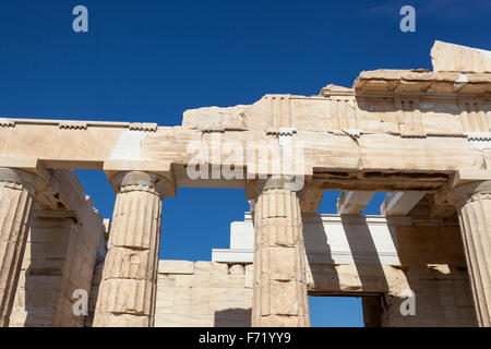 An Ionic column of the Propylaea of the Athenian acropolis after renovation was completed in ...