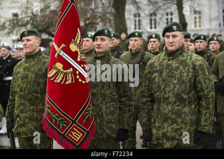 Vilnius, Lithuania. 23rd Nov, 2015. Soldiers wearing ancient Lithuanian ...
