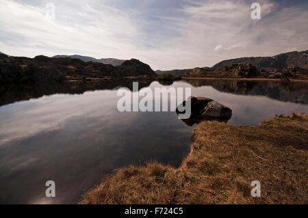 Innominate Tarn on Hay Stacks with Great Gable (centre) and Kirk Fell ...