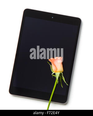 rose flower and computer tablet Stock Photo - Alamy