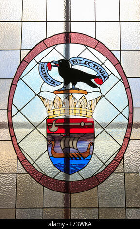 Stained glass window in Lerwick Town Hall Shetland Islands Scotland UK ...