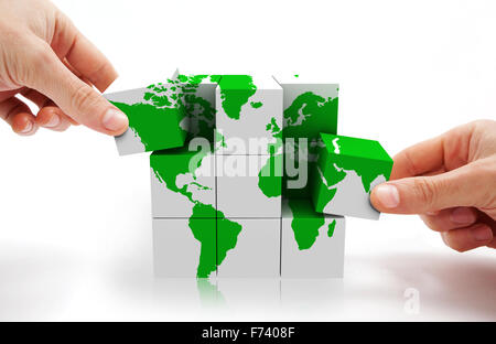 World map of the cube Stock Photo - Alamy