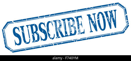 subscribe now blue square grunge textured isolated stamp Stock Photo ...