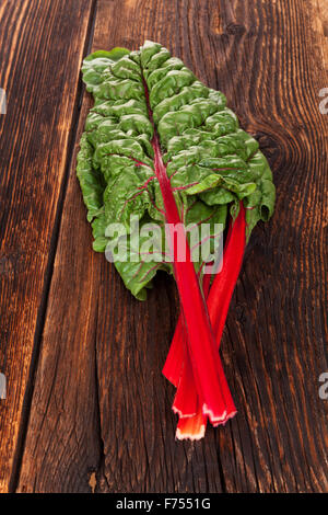 Fresh swiss chard on wooden table, close up Stock Photo - Alamy