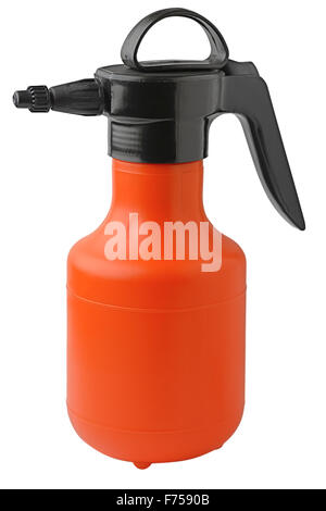 Orange sprayer bottle isolated on white background Stock Photo - Alamy