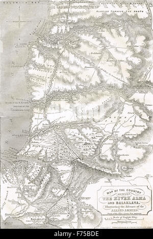 THE CRIMEAN WAR: MAP OF SEBASTOPOL AND BALAKLAVA SHOWING THE POSITION ...