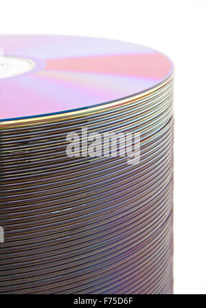 Purple CDs on spindle Stock Photo - Alamy